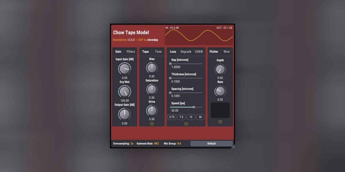 CHOW Tape Model - The Best FREE Tape Saturation Plugin? - Bedroom ...
