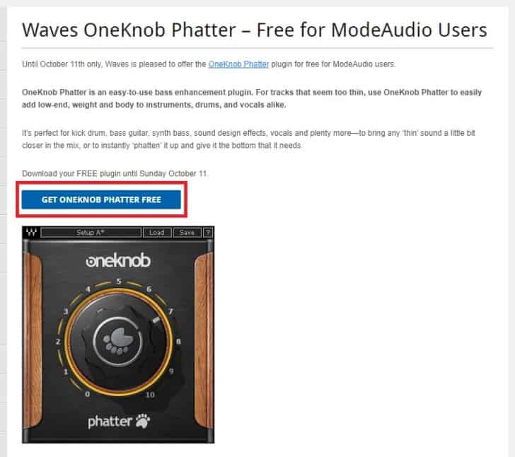 Waves OneKnob Phatter Is FREE Until October 11th! - Bedroom Producers Blog