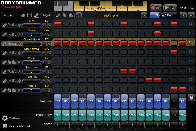 BabyDrummer Is A FREE Drum Sequencer Plugin By Rose Hill Tribe