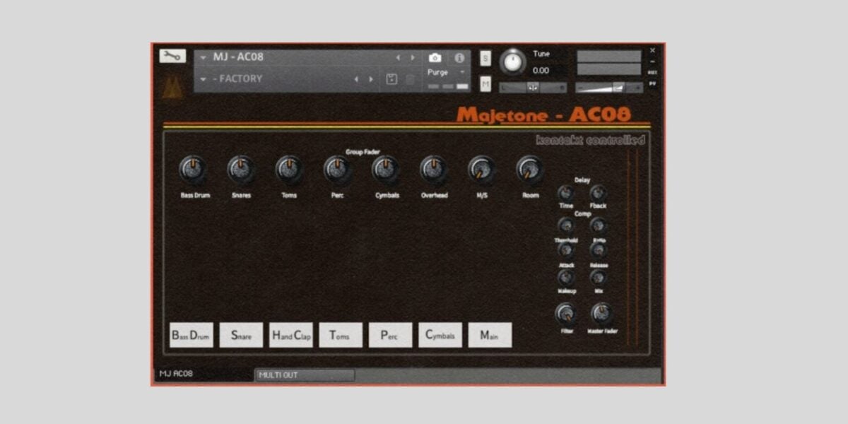Majetone’s AC08 acoustic 808-style Kontakt Drum Sampler is Currently ...