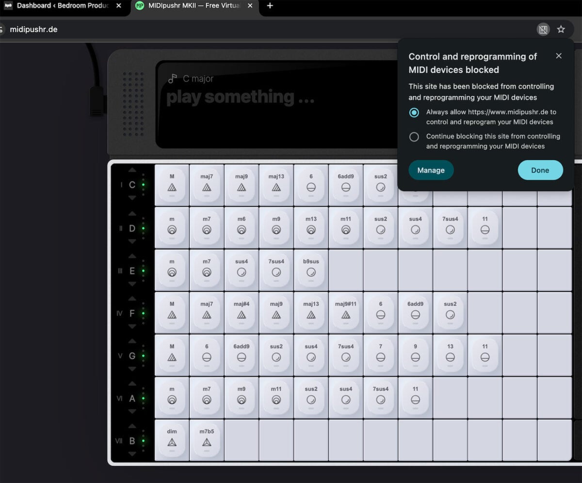 MIDIpushr MK2 is a FREE browser-based MIDI chord player for your DAW ...